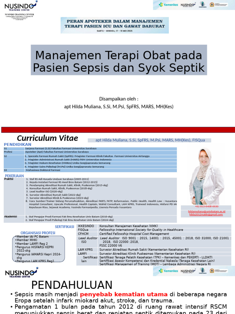 Manajemen Terapi Sepsis dan Syok Septik | PDF