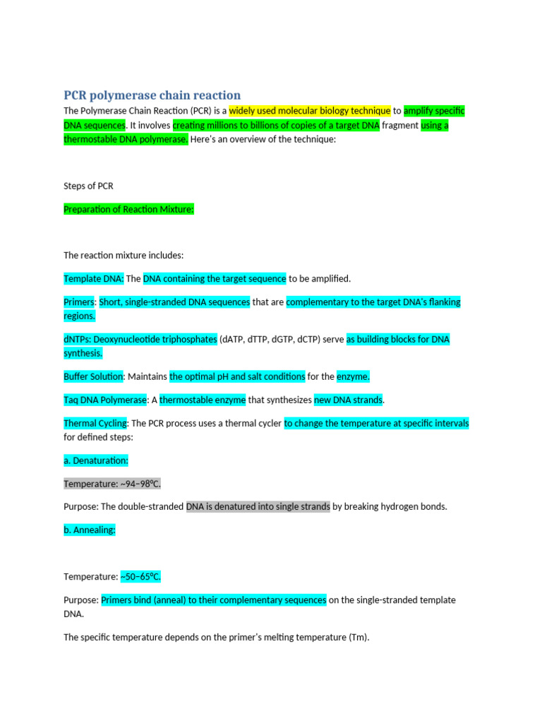 PCR polymerase chain reaction | PDF