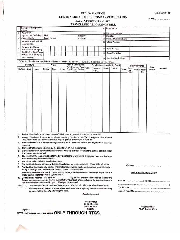 Tada Bill Format | PDF