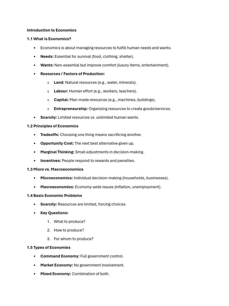 Introduction to Economics Concepts | PDF