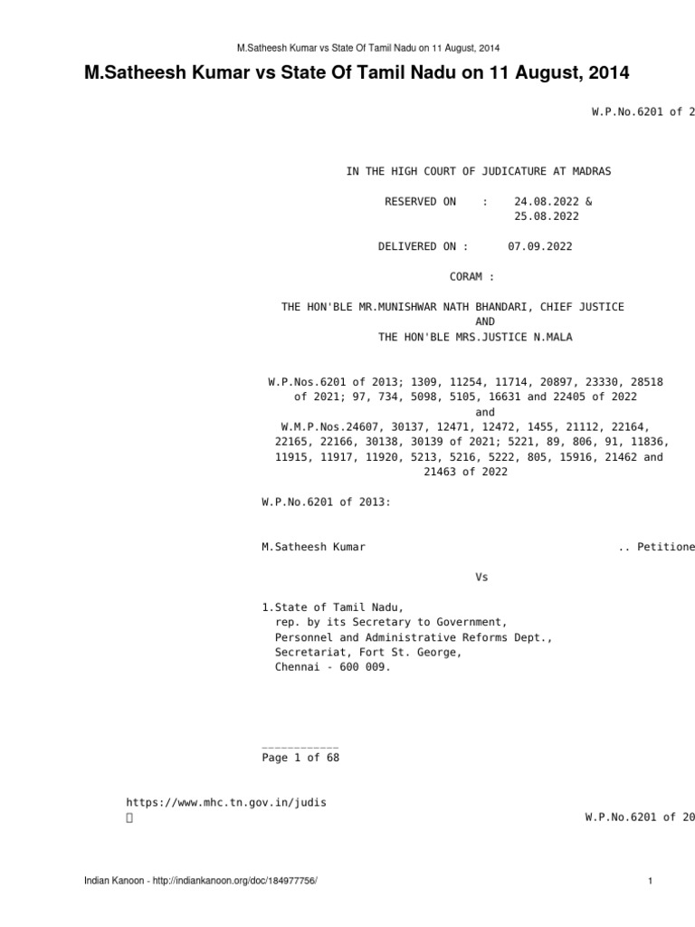 Tamil Nadu Women's Reservation Case | PDF | Supreme Court Of India ...