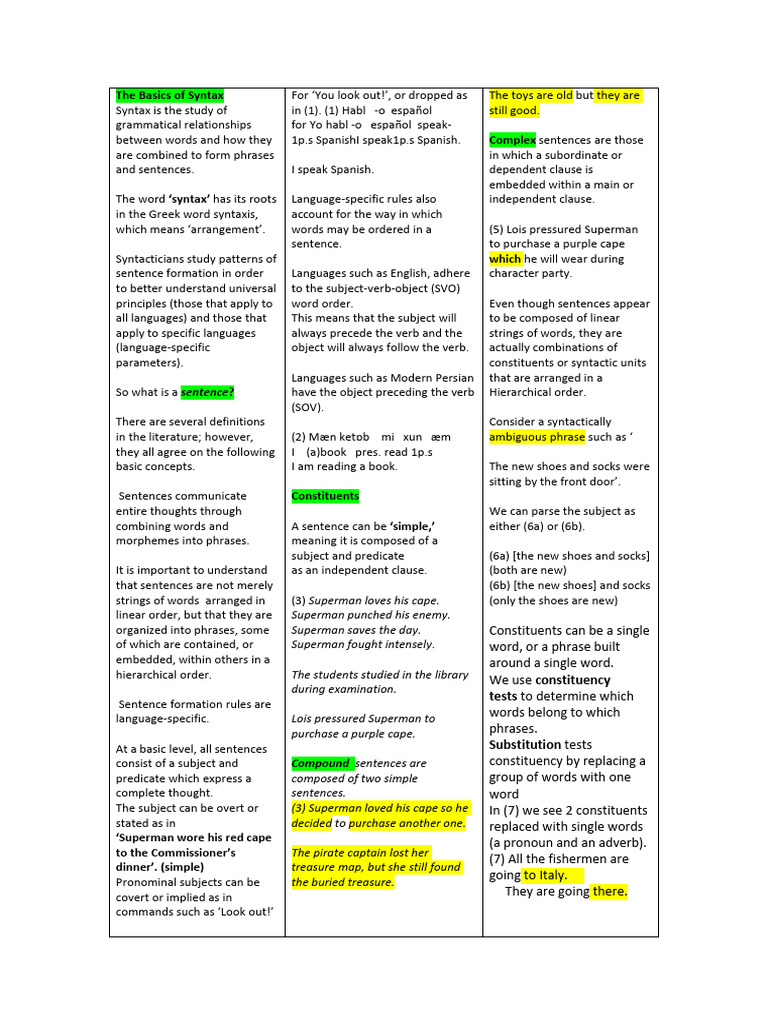 The Basics of Syntax (2) | PDF | Phrase | Syntax
