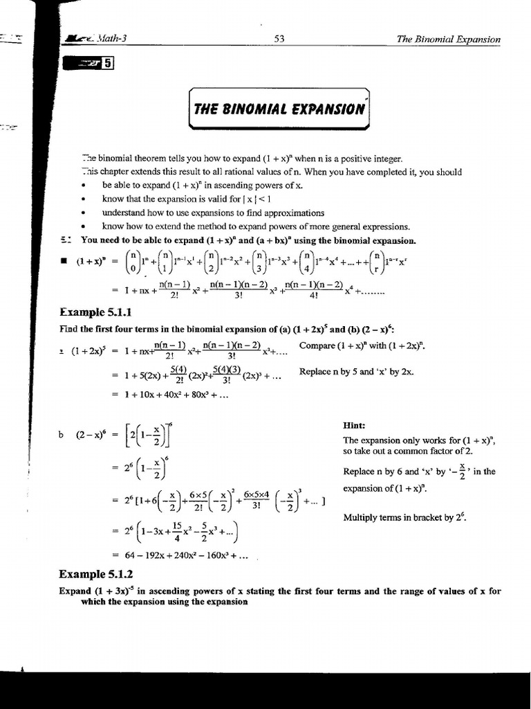 Chap 5 Binomial Expansion | PDF