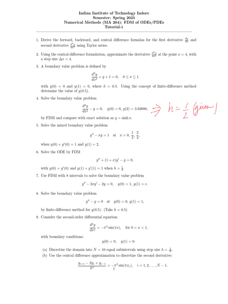 Tutorial 1 MA204-2025 | PDF | Equations | Mathematics Of Computing