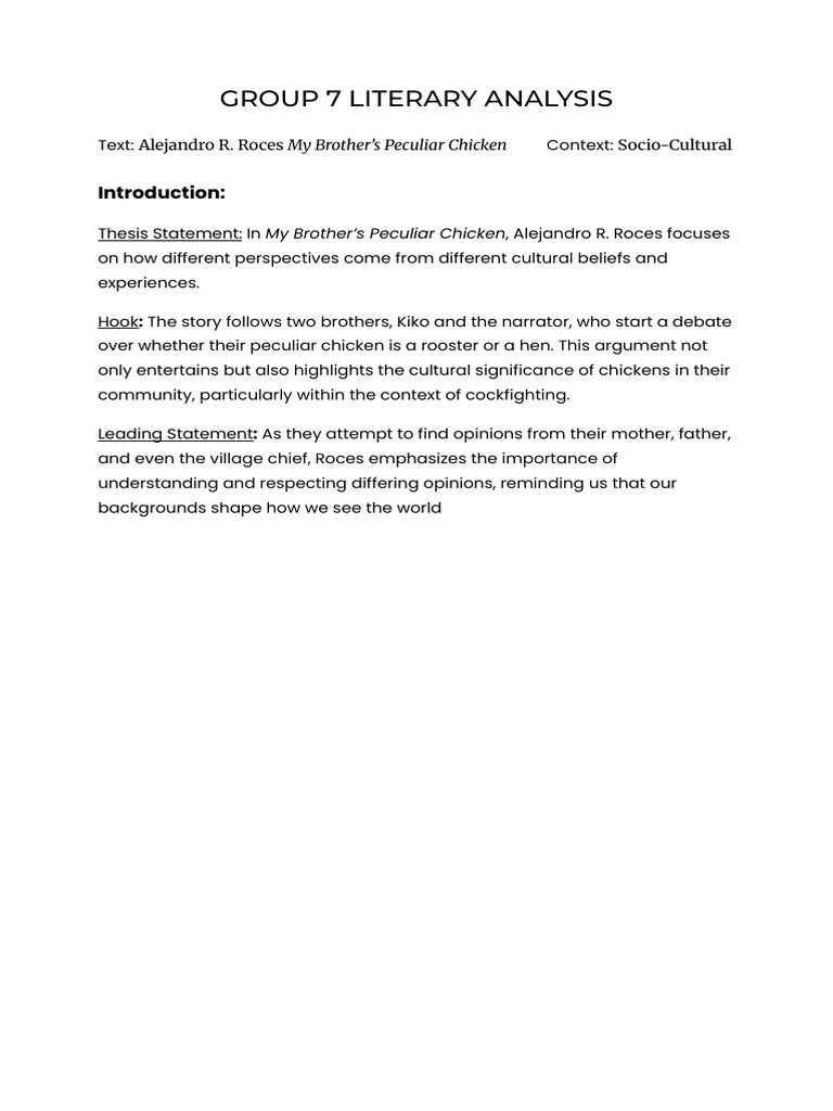 Gr. 7 Lit Analysis | PDF