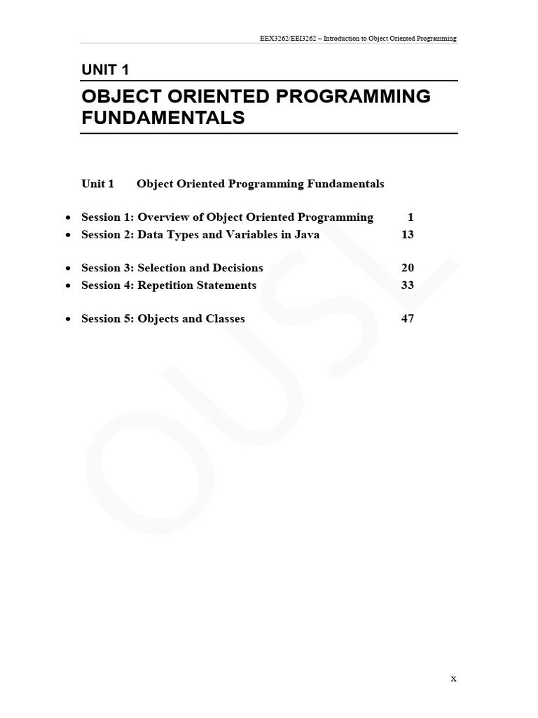 EEI3262 Unit I Introduction | PDF | Object Oriented Programming | Computer Programming