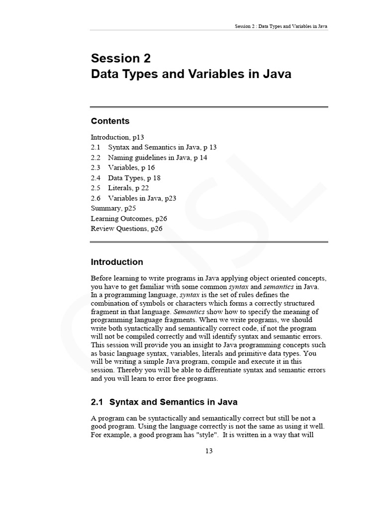 EEI3262 Unit 1 Session 2 | PDF | Data Type | Integer (Computer Science)