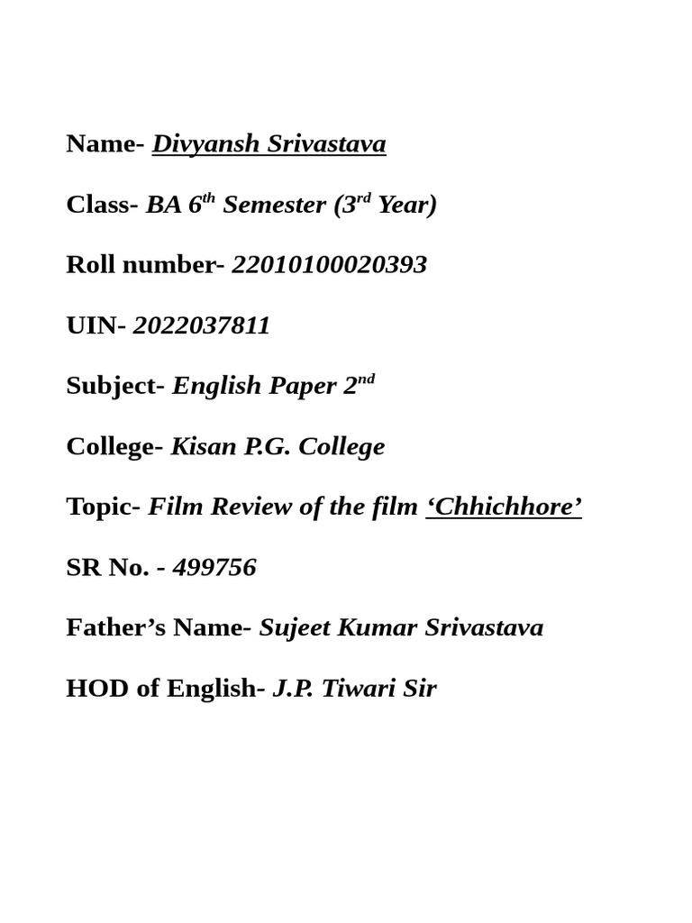Divyansh Srivastava's English Assignment | PDF