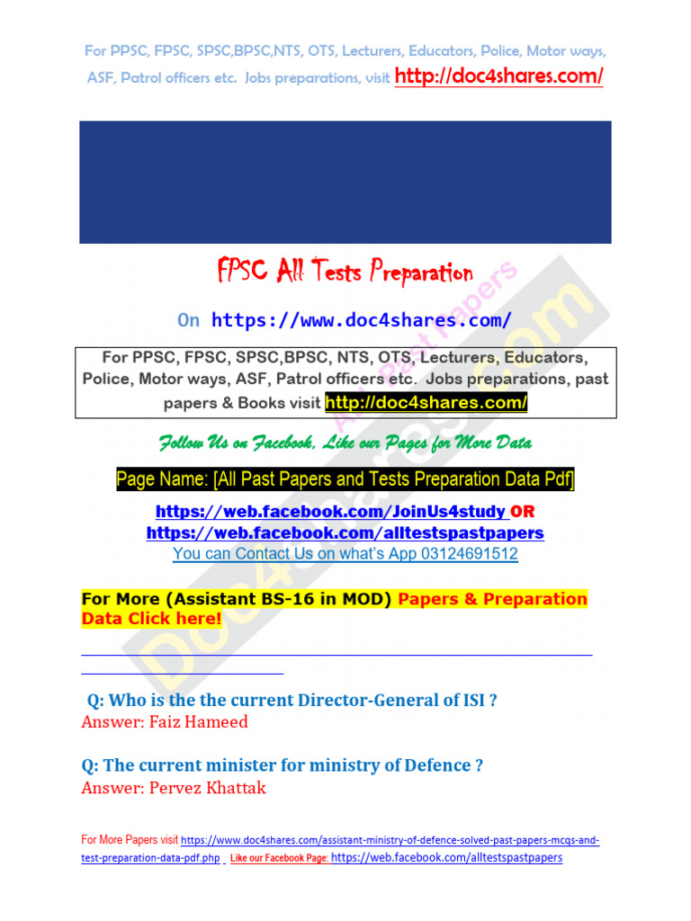 MOD Test Preparation and Past Papers | PDF | Computer Data Storage