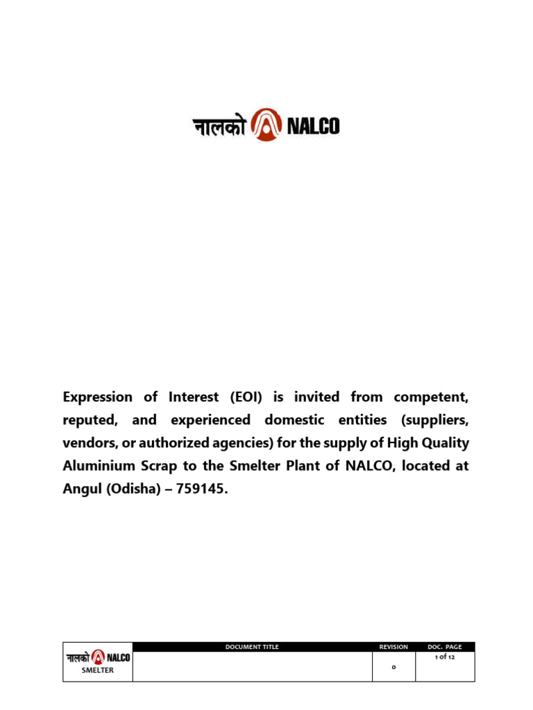 Alumina Scrap NALCO EOI | PDF | Scrap | Metals