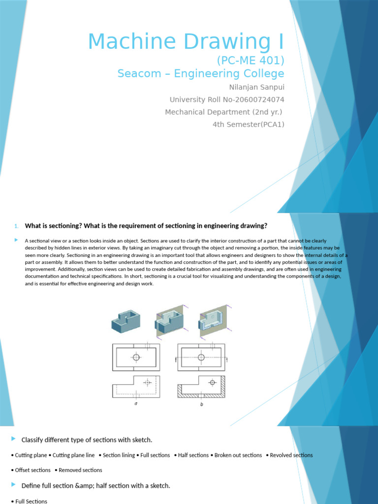 Nilanja Sanpui (20600724074) - Machine Drawing 1 - (PC-ME 492) - PCA1 (4th Sem) | PDF | Rotation ...