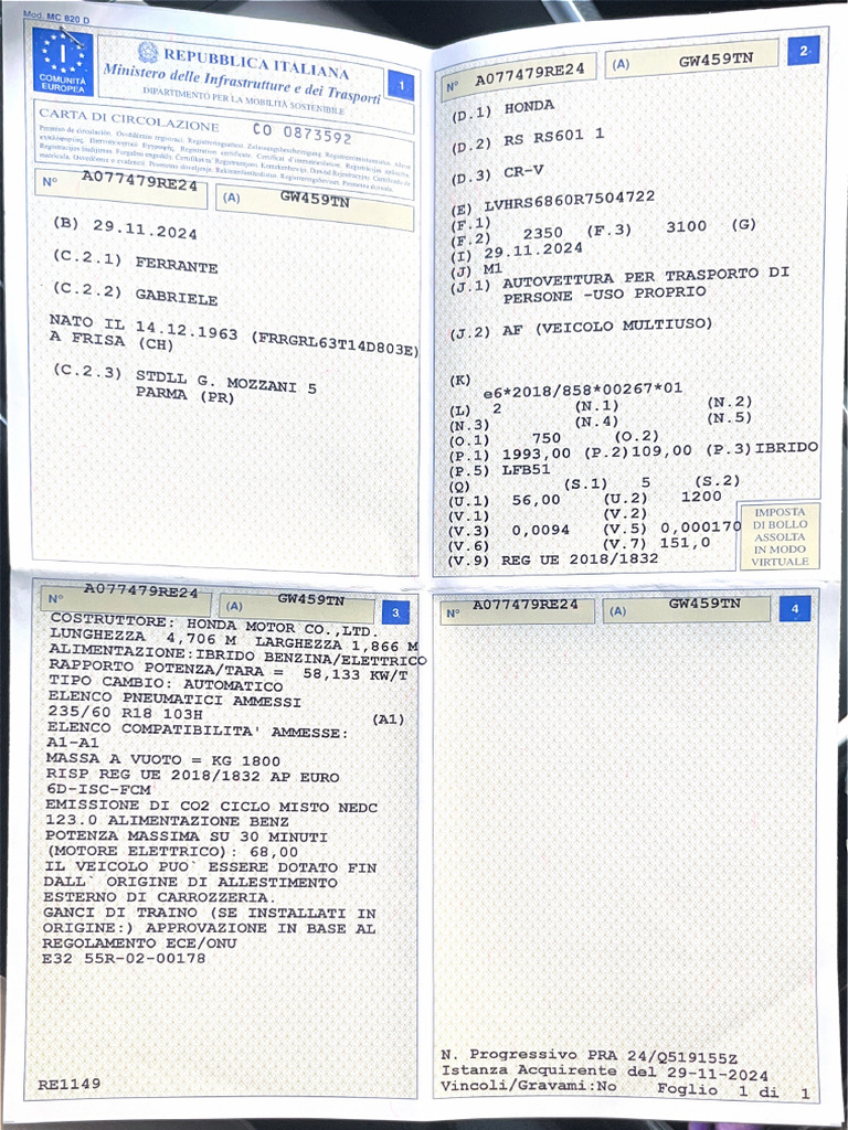 Libretto Honda CRV GW459TN | PDF