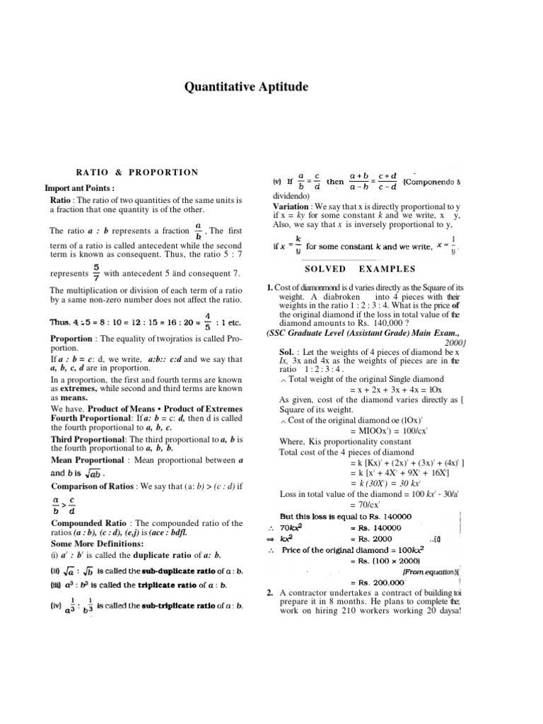 Quantitative Aptitude | PDF | Ratio | Teaching Mathematics