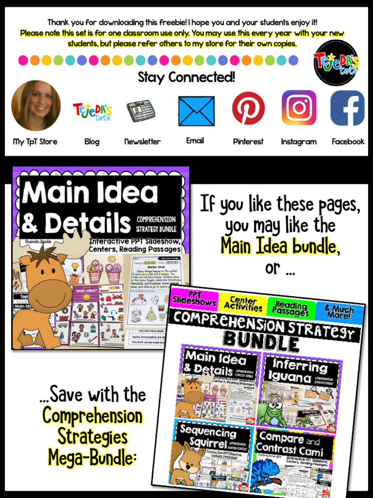 If You Like These Pages, You May Like The Main Idea Bundle, or | PDF ...