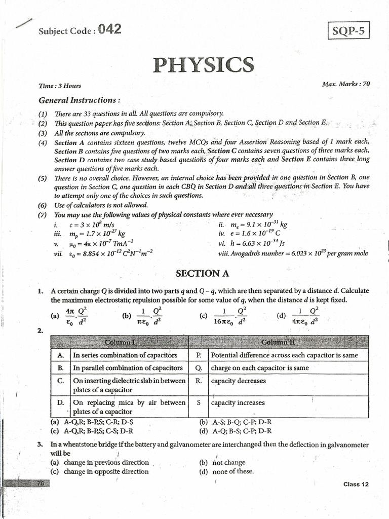 Physics (042) P2 | PDF