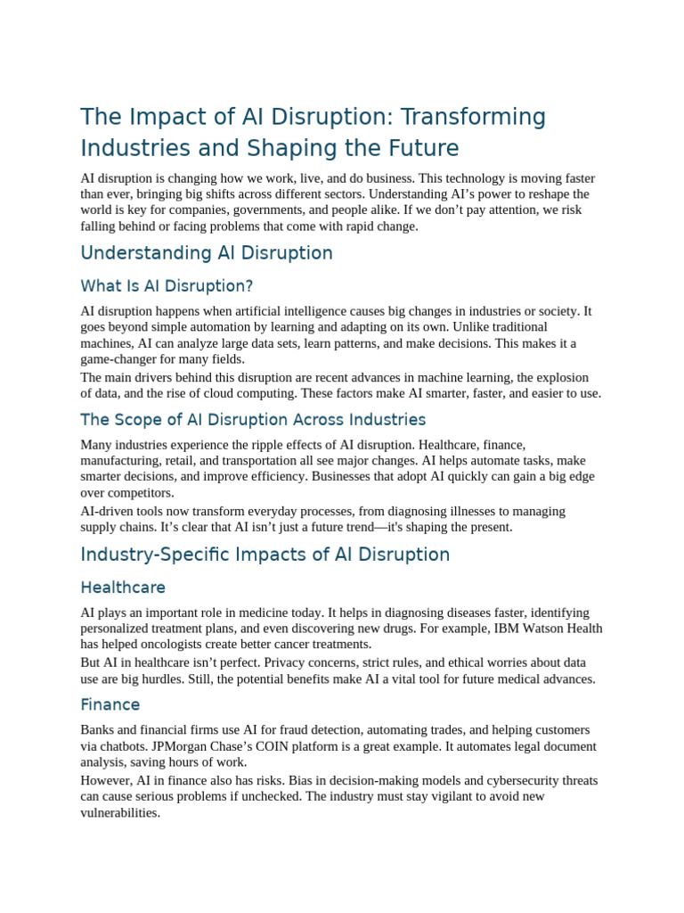 Understanding AI Disruption Today | PDF | Artificial Intelligence ...