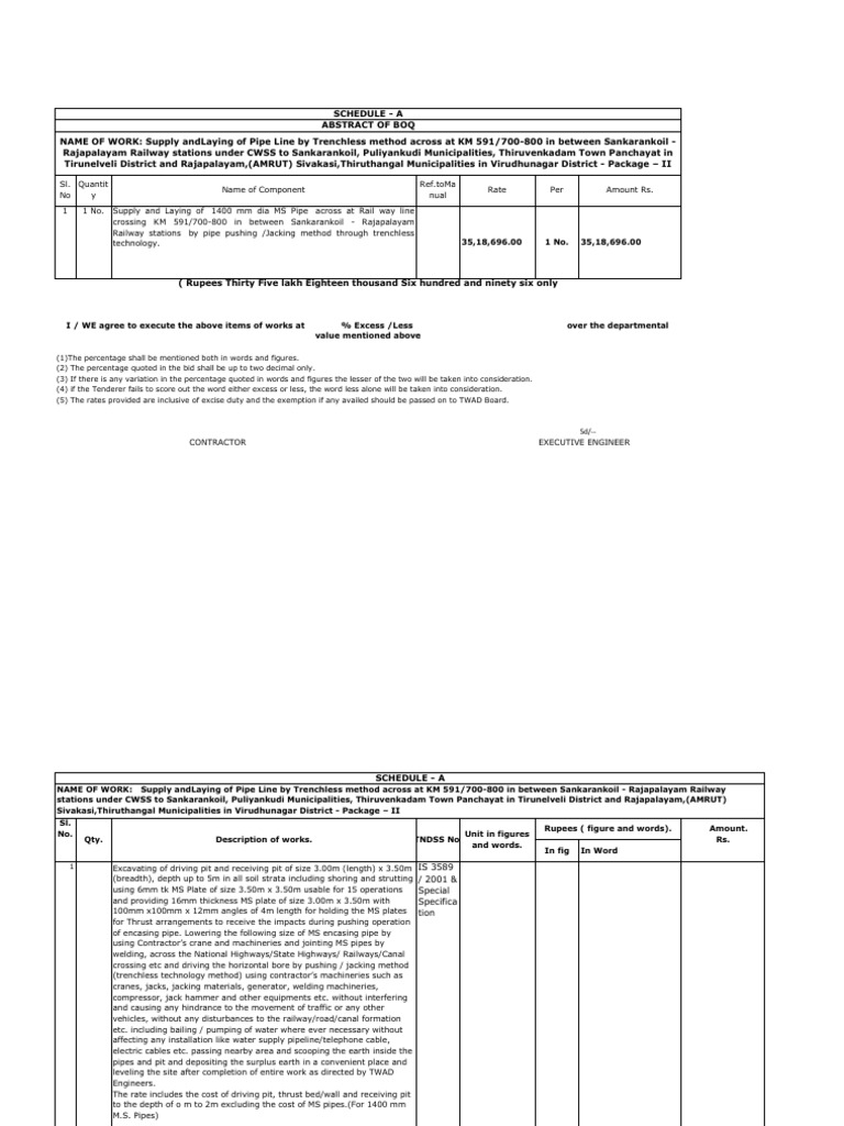 BOQ Rlway Trenchless - PDF 1 | PDF | Pipe (Fluid Conveyance ...