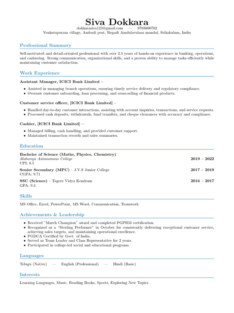 Siva Resume | PDF