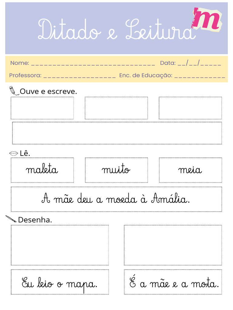 Ditado e Leitura (M, V, C e Q) 2 | PDF