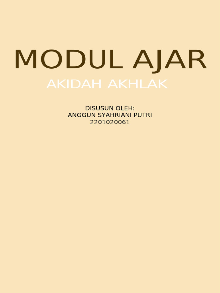 MODUL AJAR AQIDAH AKHLAK | PDF