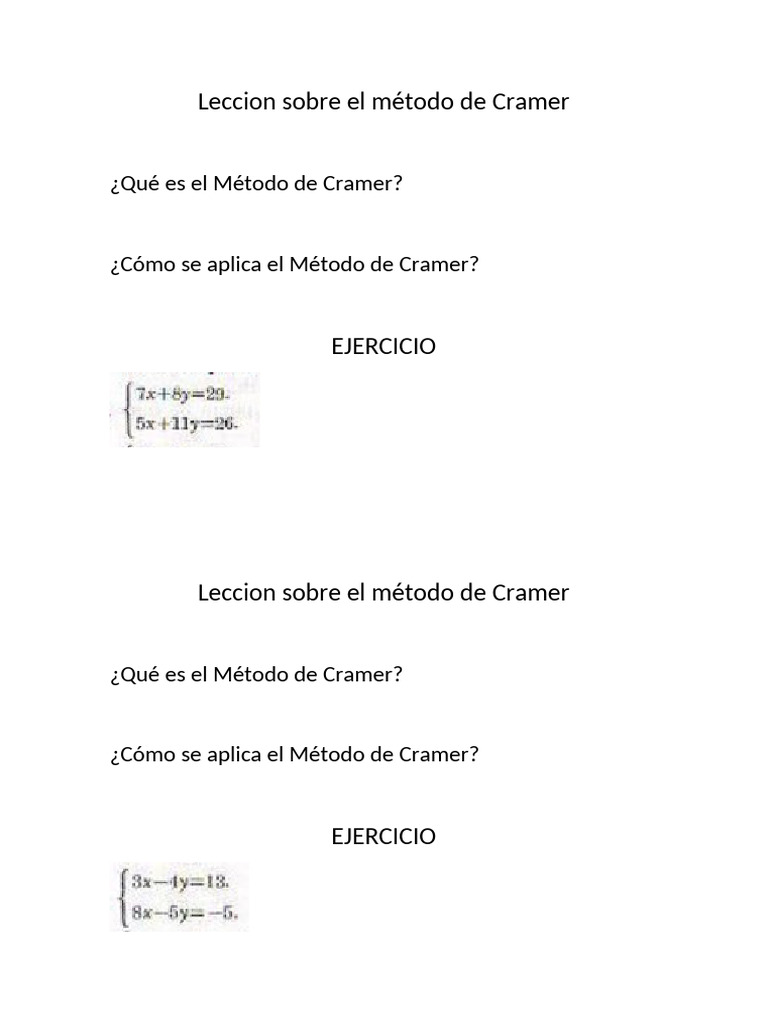 Método de Cramer | PDF
