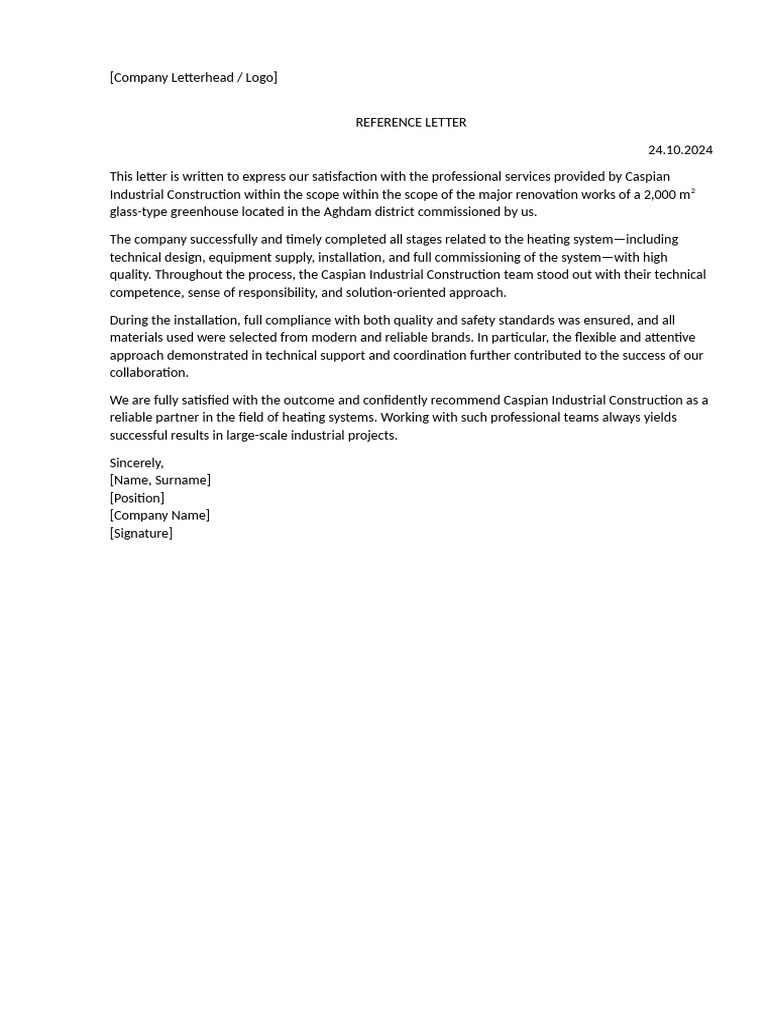 Reference Letter Draft | PDF