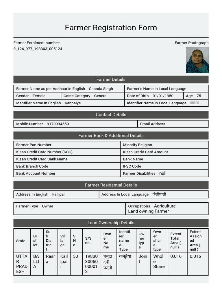 Farmer Registration Form | PDF