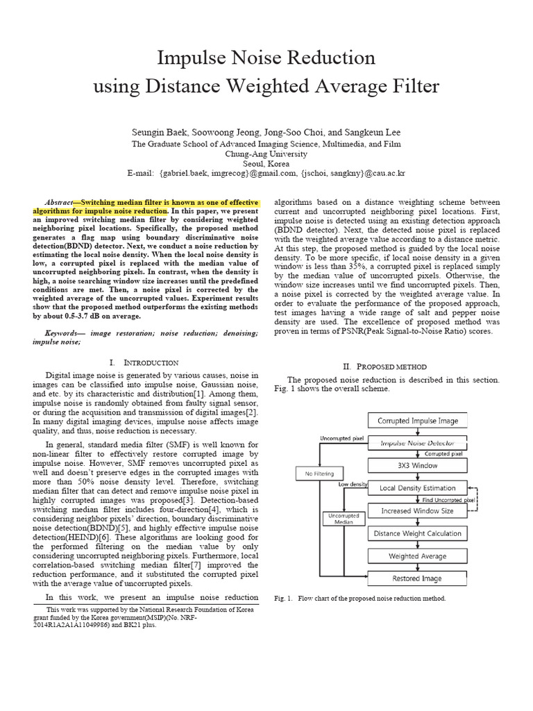 2. Impulse Noise Reduction Using Distance Weighted Average Filter | PDF | Signal Processing ...