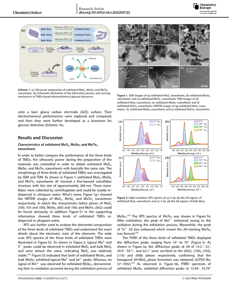 ChemistrySelect - 2022 - Wang - Property Comparison of Transition Metal Dichalcogenides MoS2 ...