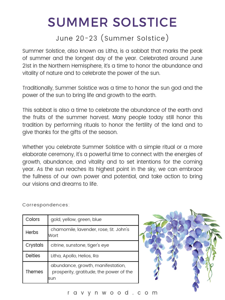 Summer Solstice Celebration Guide | PDF