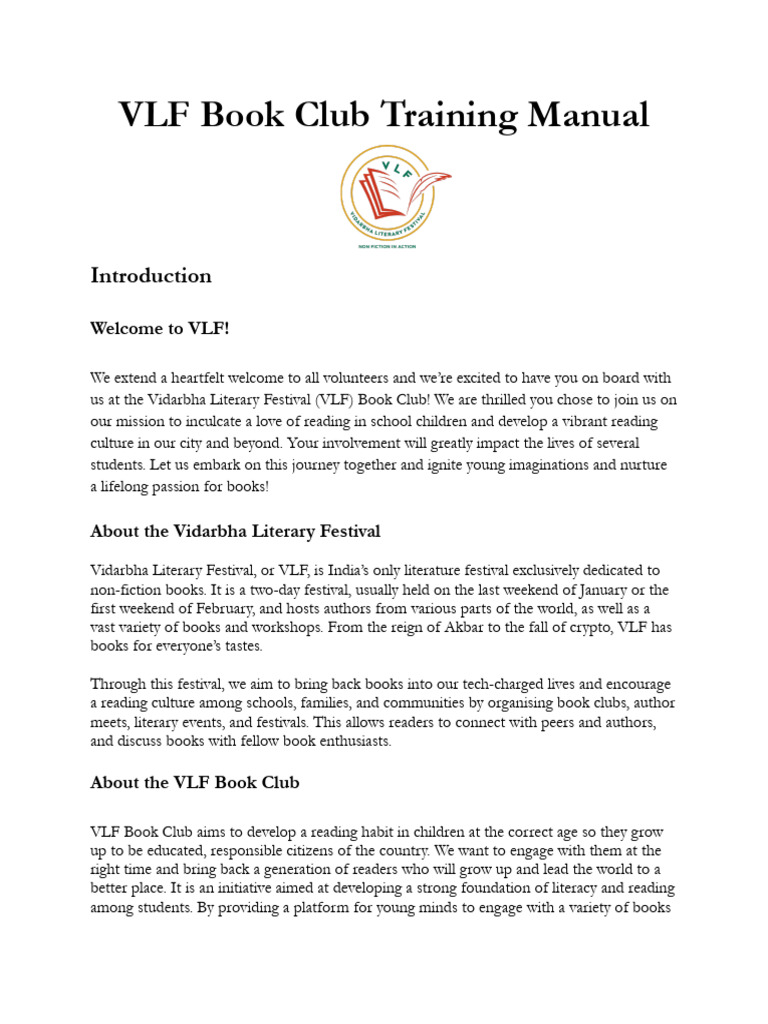 VLF Book Club Volunteer Training Guide | PDF | Critical Thinking ...