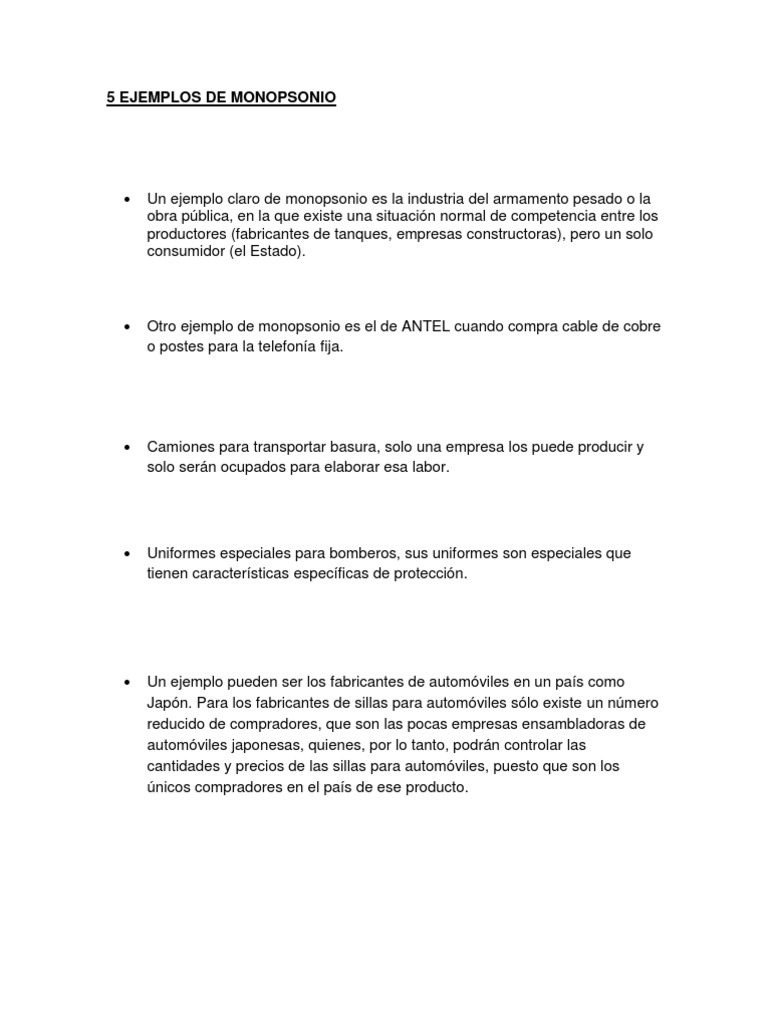 5 Ejemplos de Monopsonio | PDF | Economias | Business