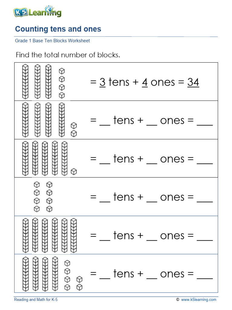 1st Grade Base Ten Blocks Count Tens Ones 1 | PDF