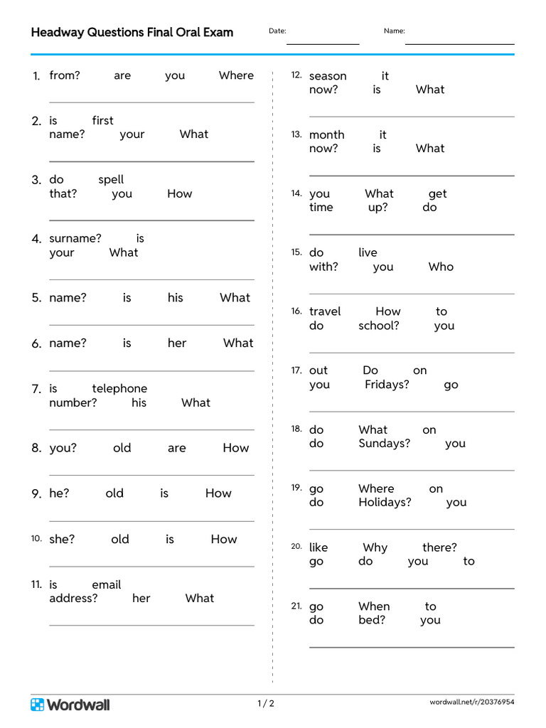 Questions Final Oral Exam | PDF