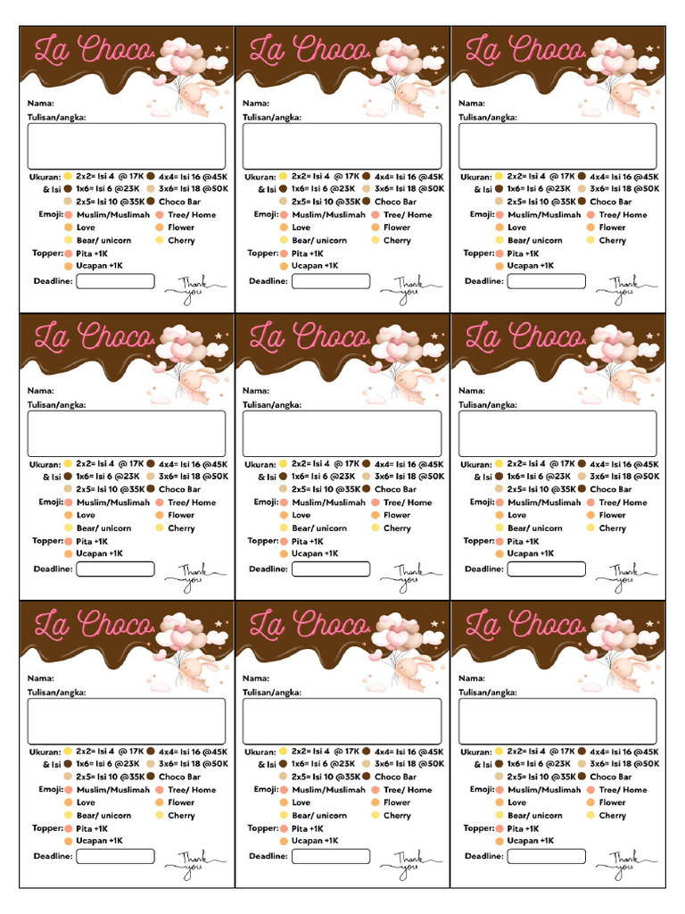 Nota Order Cokelat | PDF