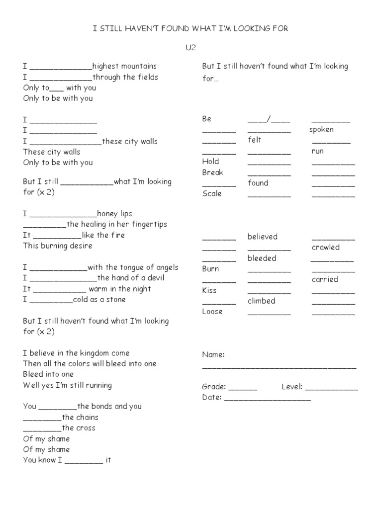 I Still Haven't Found What I'm Looking For | PDF