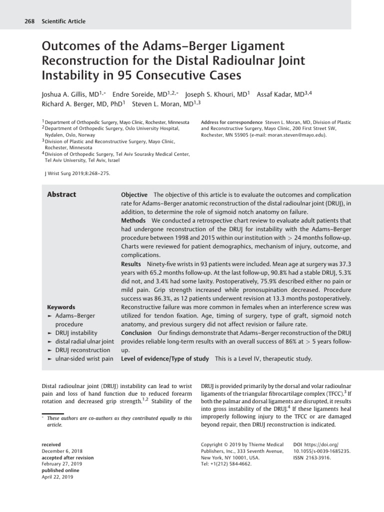 Adams Berger Technique For DRUJ | PDF | Musculoskeletal System | Limbs ...