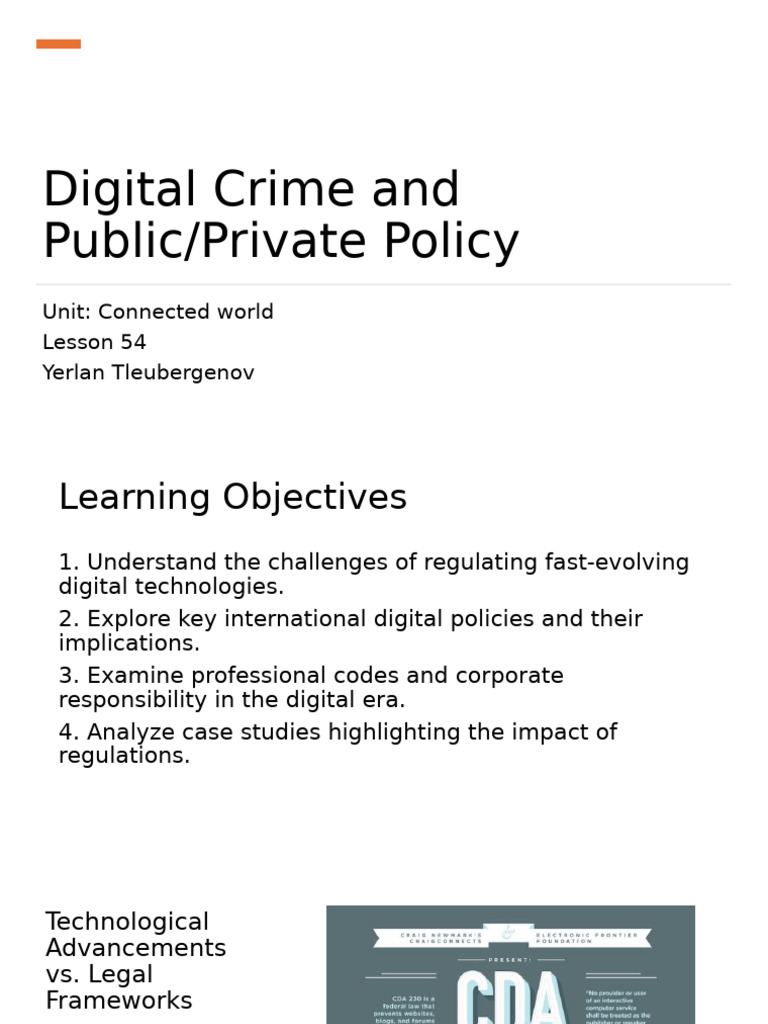 W18 - L3 - Digital Crime and PublicPrivate Policy | PDF | Privacy | Policy