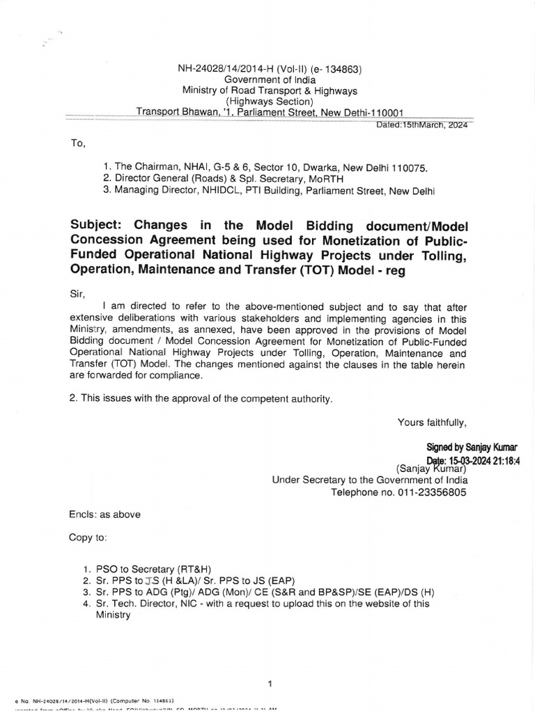 Amendments to Highway Bidding Agreement | PDF | Percentage | Road