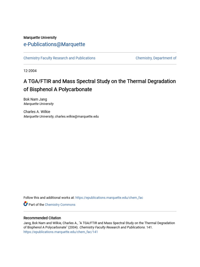 A TGA - FTIR and Mass Spectral Study On The Thermal Degradation of ...