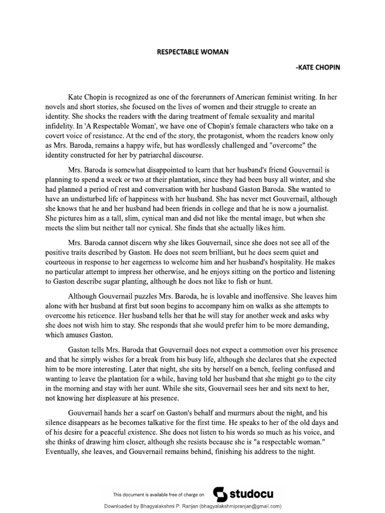 A Respectable Woman | PDF