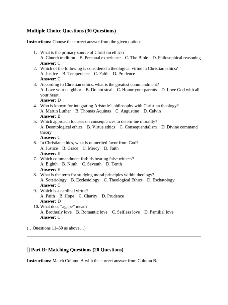 Christian Ethics: Key Concepts and Questions | PDF | Christian Ethics ...