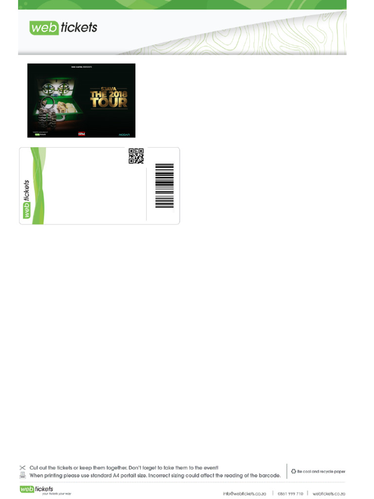 Ticket For Sjava The 2018 Tour (DBN) 1566119980 | PDF