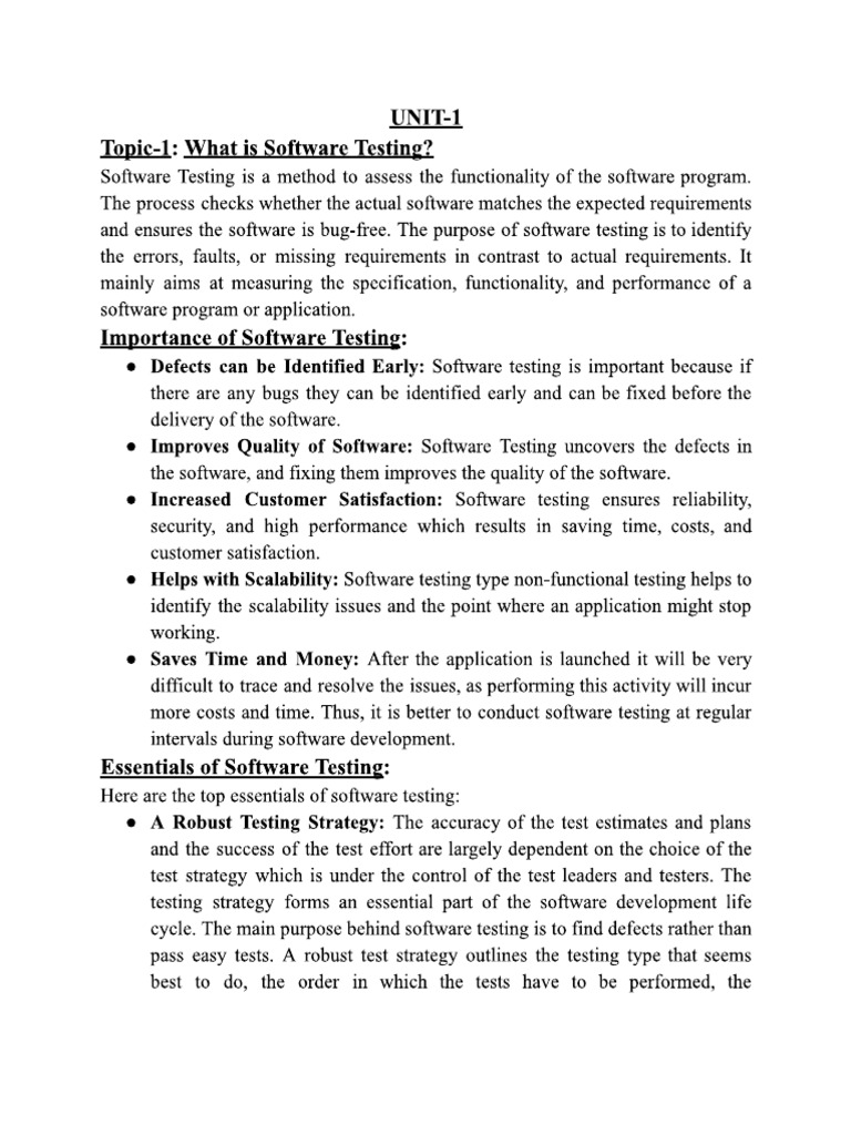 Unit-1 (Software Testing) | PDF