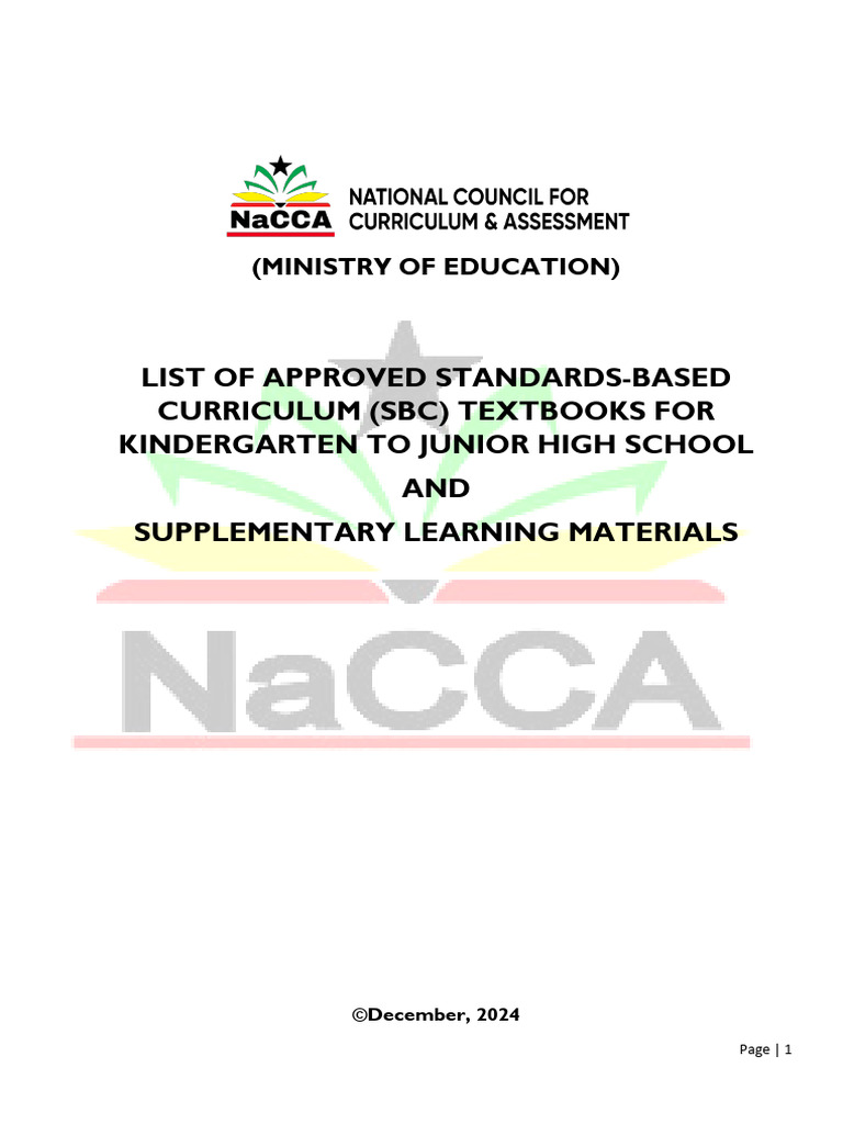 NaCCA List of Approved Instructional Resources Textbooks and ...