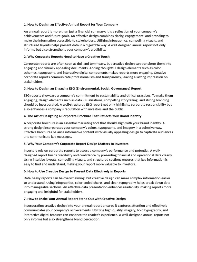 Designing Engaging Corporate Reports | PDF | Infographics | Business