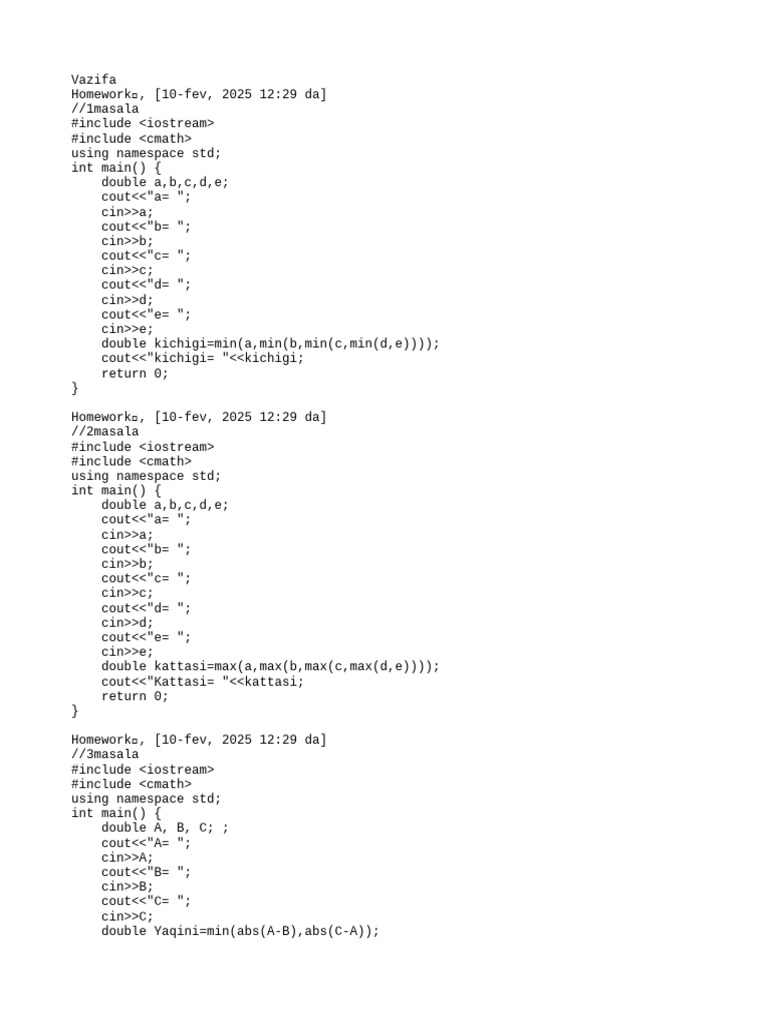 F243 Abdug'afforovJaloliddin15dars | PDF | Namespace | Computer Programming