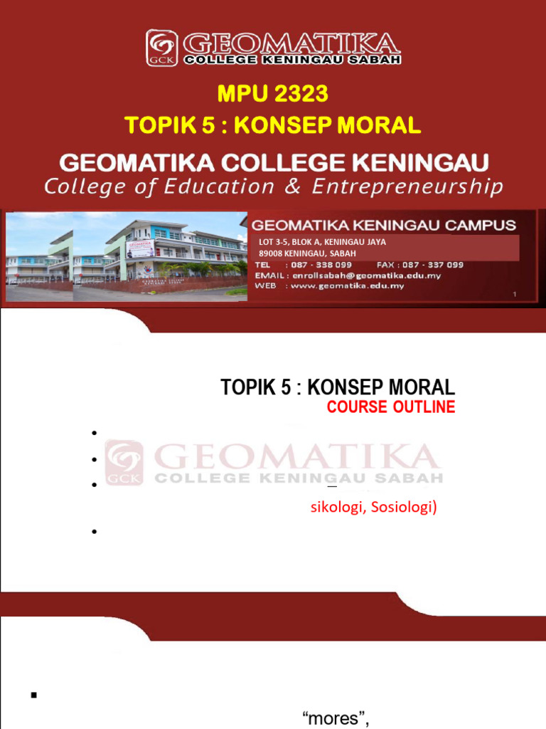 Mpu 2323 Topik 5 Konsep Moral (2024-1) | PDF