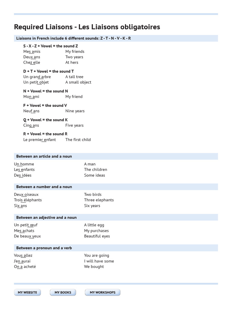 French Liaison Rules Explained | PDF | Language Mechanics | Linguistic ...
