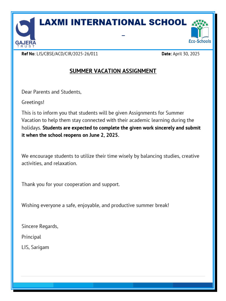 Assignment Summer Vacation Grade X 2025-26 | PDF